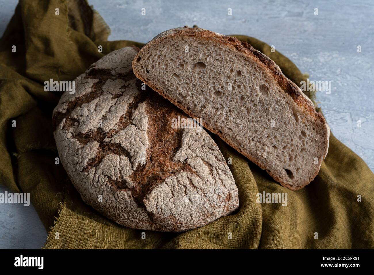 Homemade Freshly Baked Country Bread made from wheat and whole grain ...