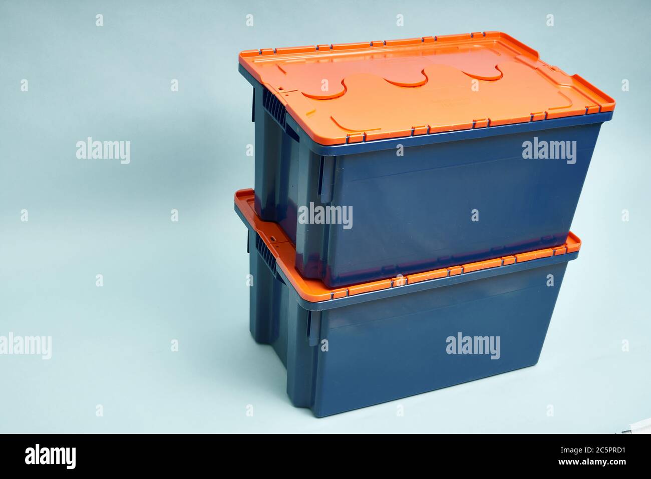 Plastic storage boxes. Boxes for the delivery of products. Orderly ...