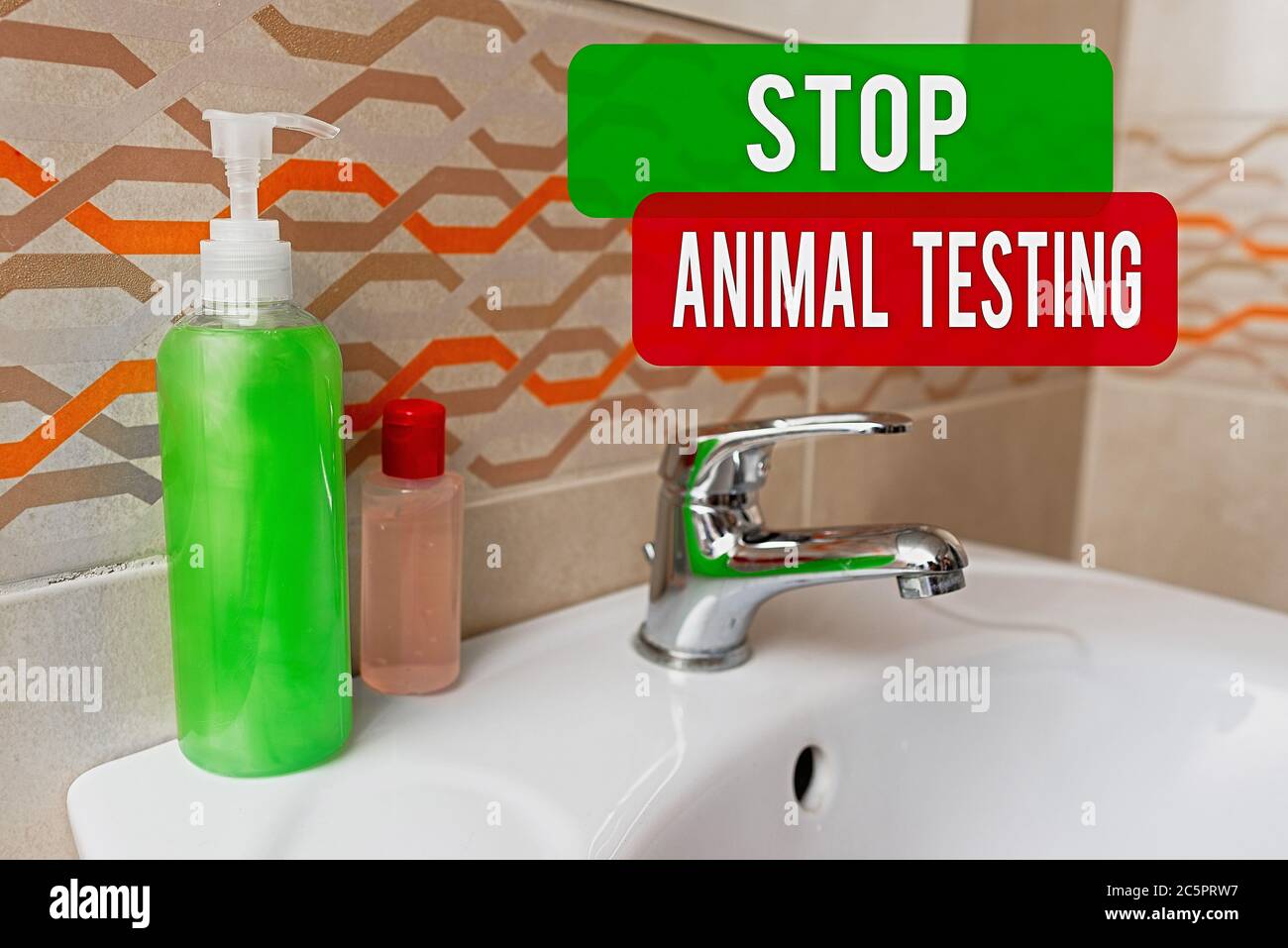 Handwriting text writing Stop Animal Testing. Conceptual photo put an ...