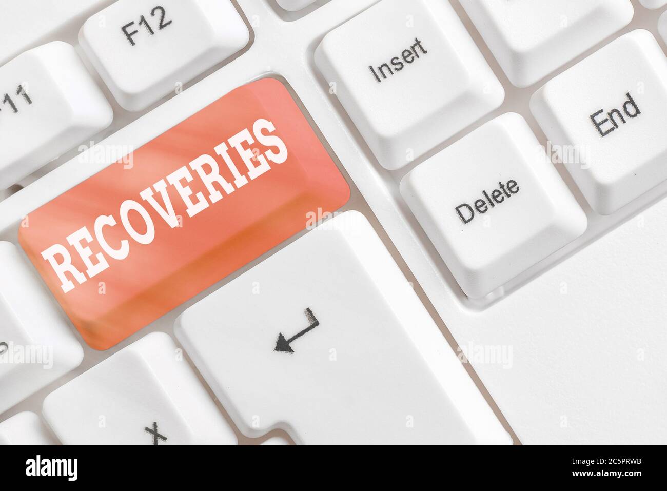 Conceptual hand writing showing Recoveries. Concept meaning process of ...