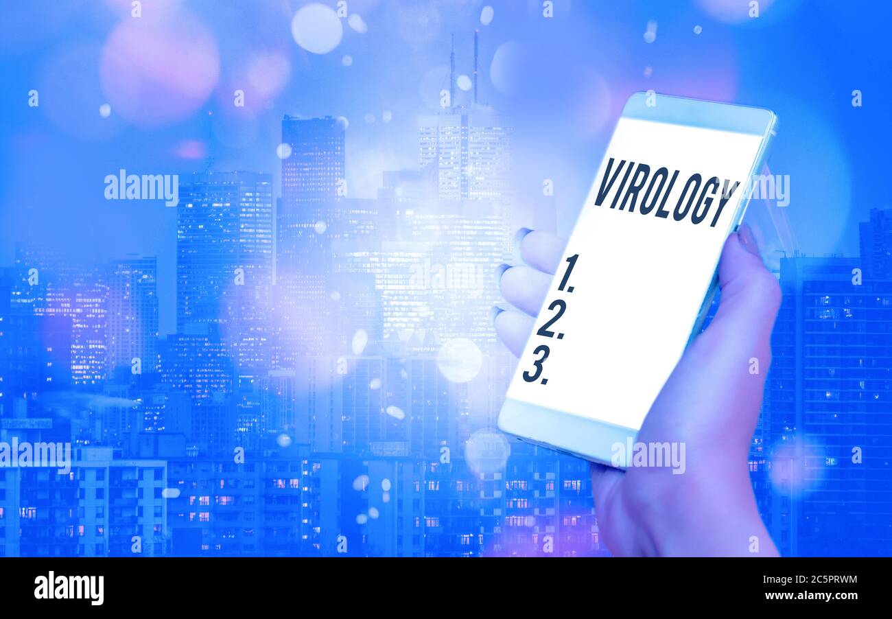 Writing note showing Virology. Business concept for branch of science ...