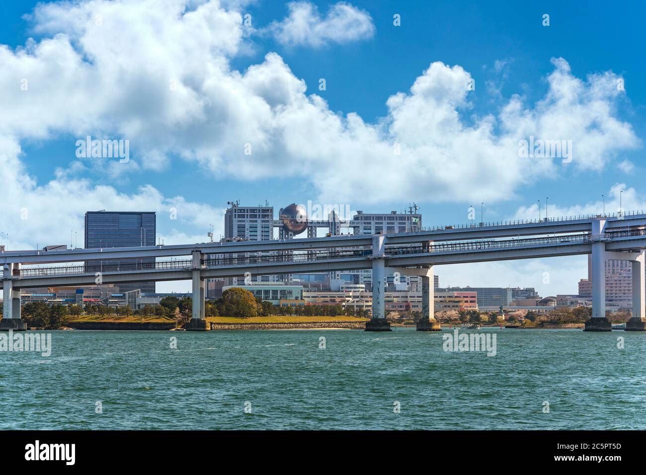 tokyo, japan - april 04 2020: Seascape of the double-layered expressway ...