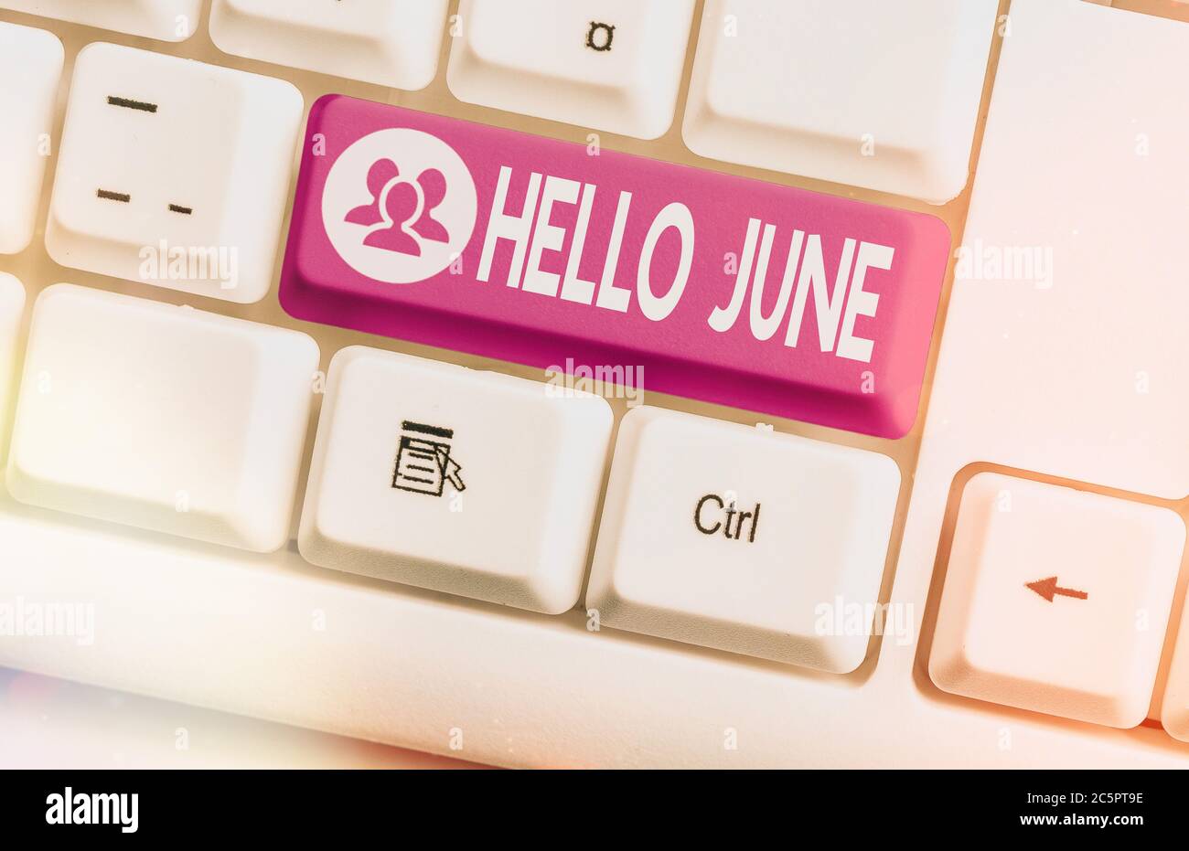 Handwriting text Hello June. Conceptual photo a new month to plan your ...