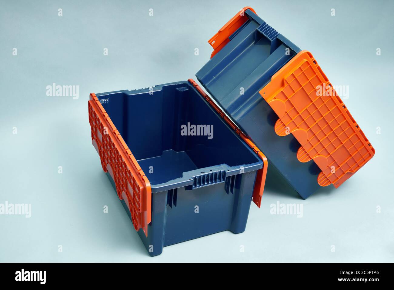 Plastic storage boxes. Boxes for the delivery of products. Orderly ...
