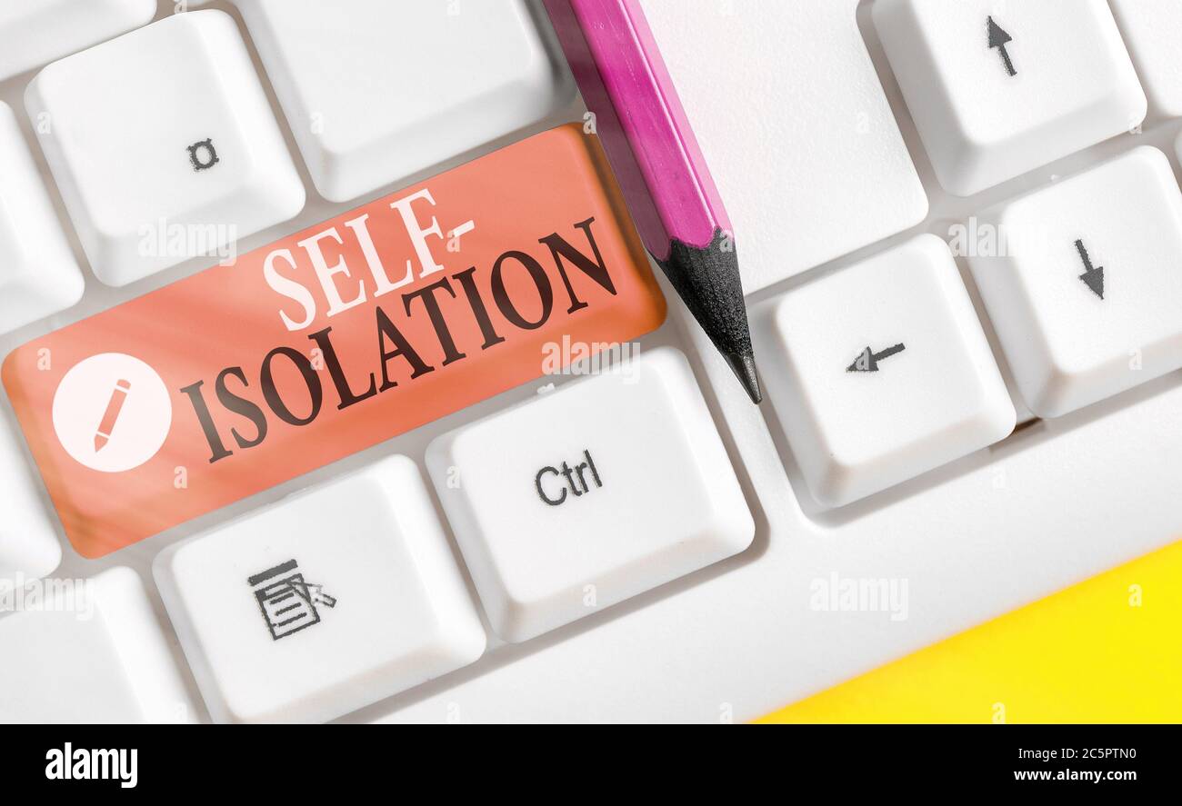Conceptual hand writing showing Self Isolation. Concept meaning ...