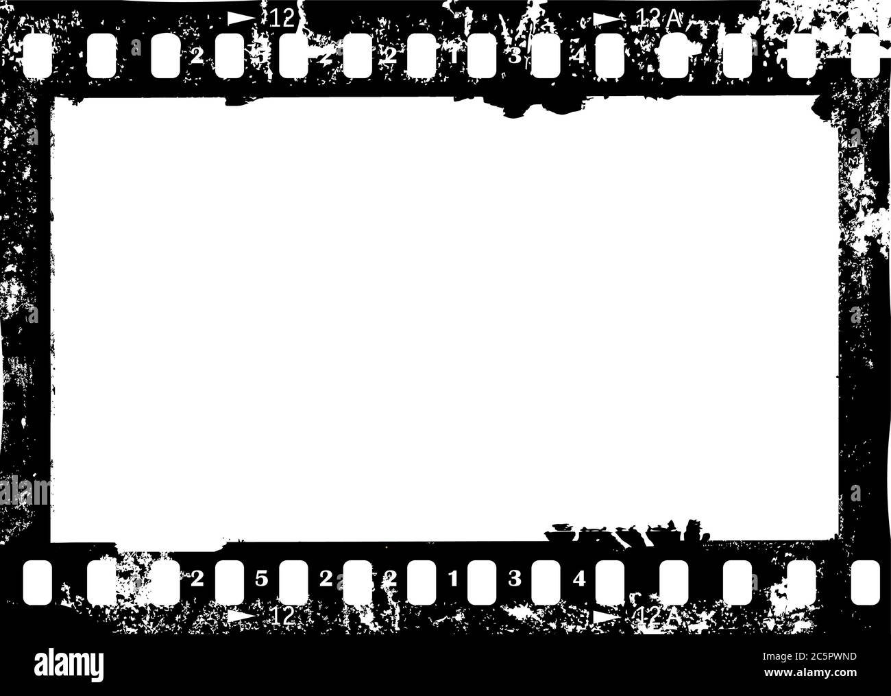 Empty frame of photographic analog film, camera film, grungy photo ...