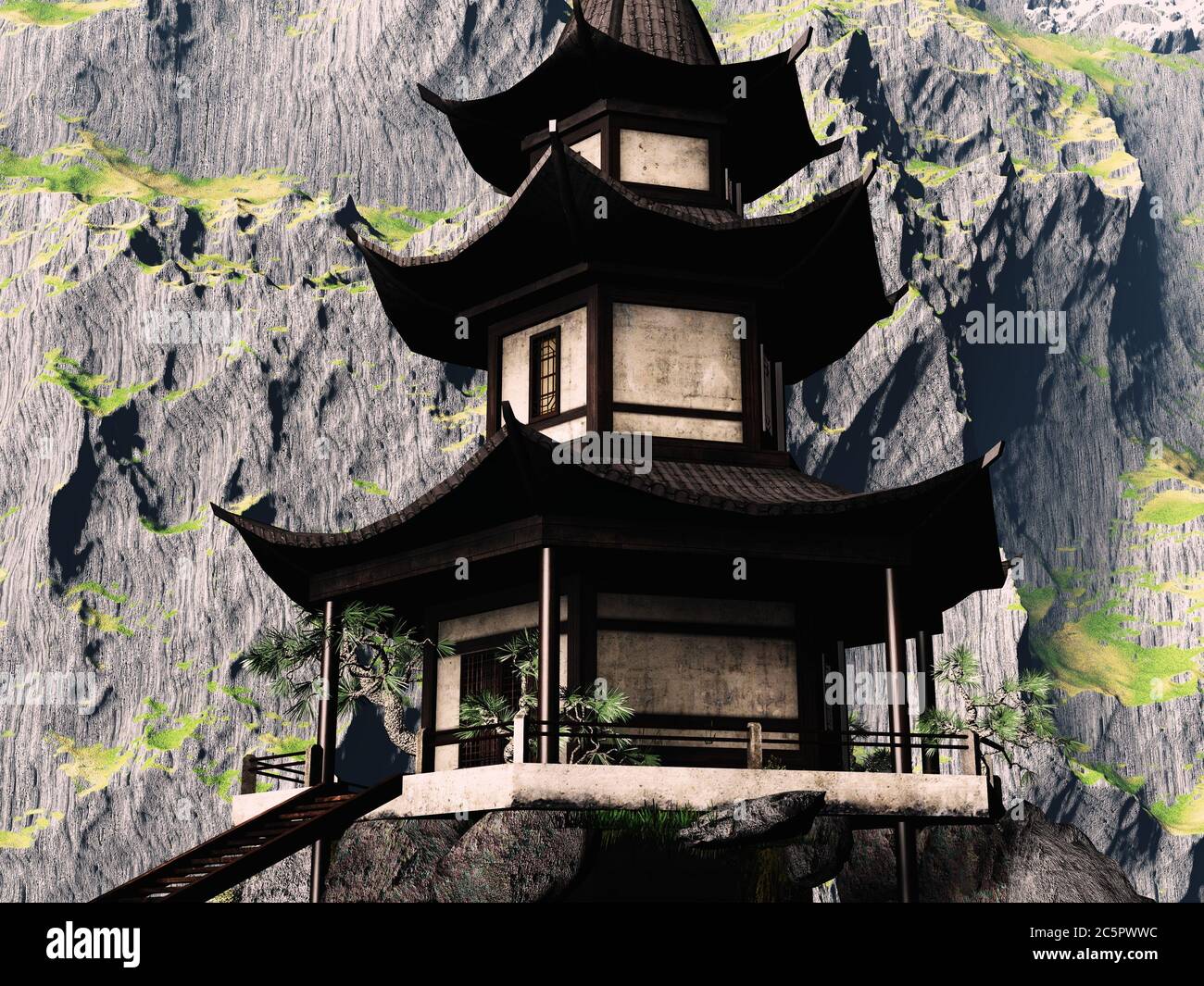 Sun temple - Buddhist shrine in the Himalayas 3d rendering Stock Photo ...