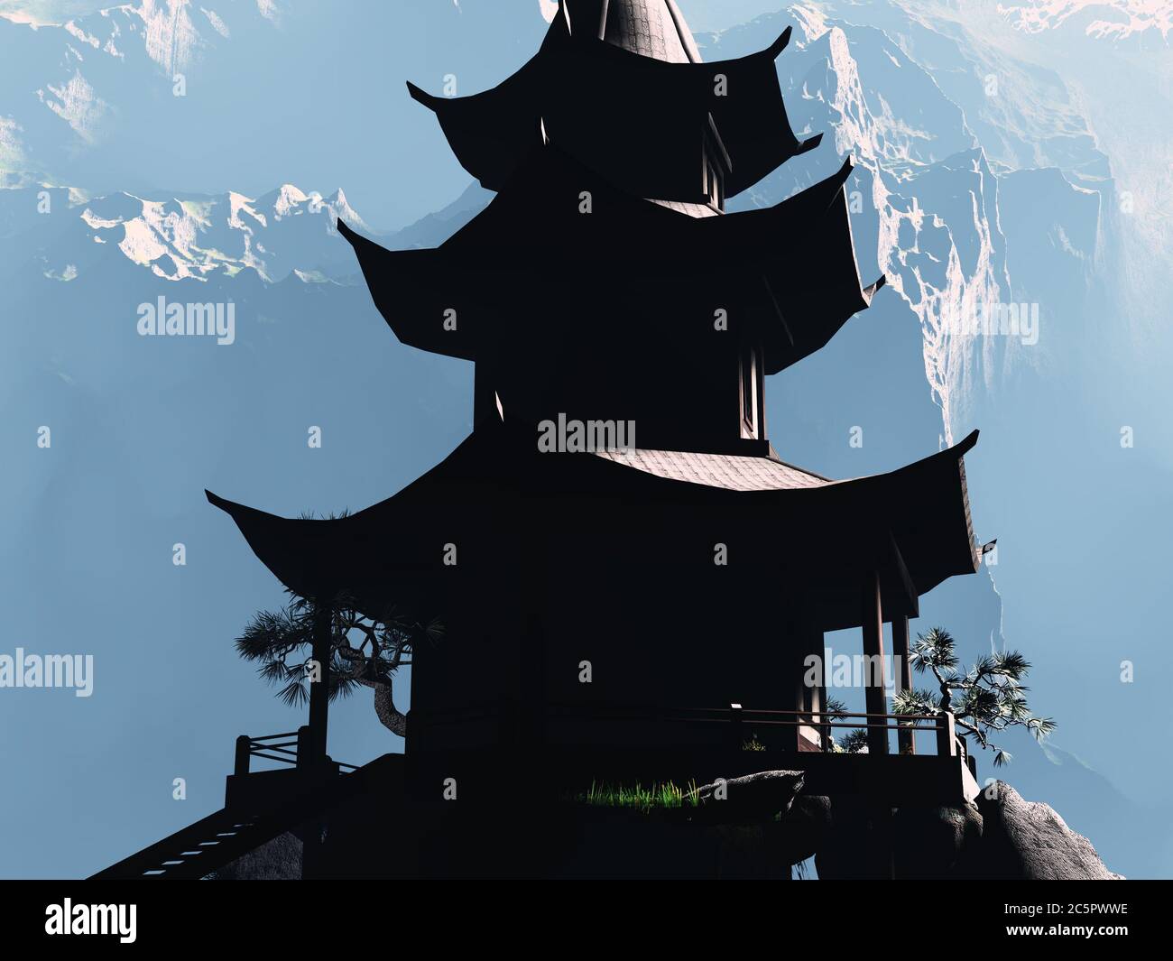 Sun temple - Buddhist shrine in the Himalayas 3d rendering Stock Photo ...