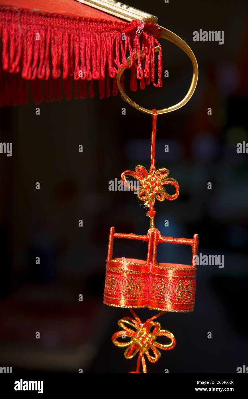 Detail of red Chinese Litter in Chinatown, Sacramento, California, USA ...