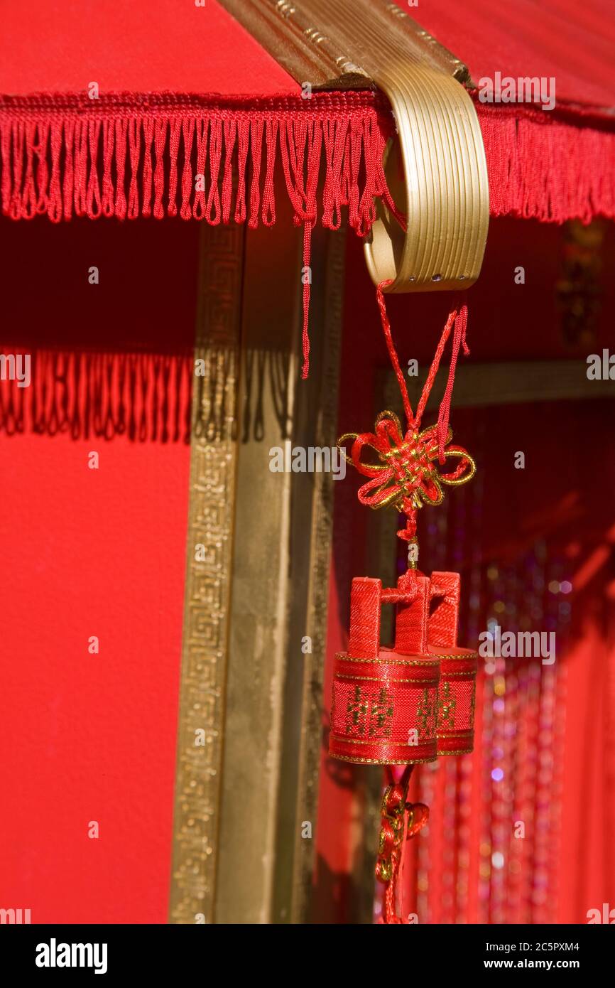 Detail of red Chinese Litter in Chinatown, Sacramento, California, USA ...