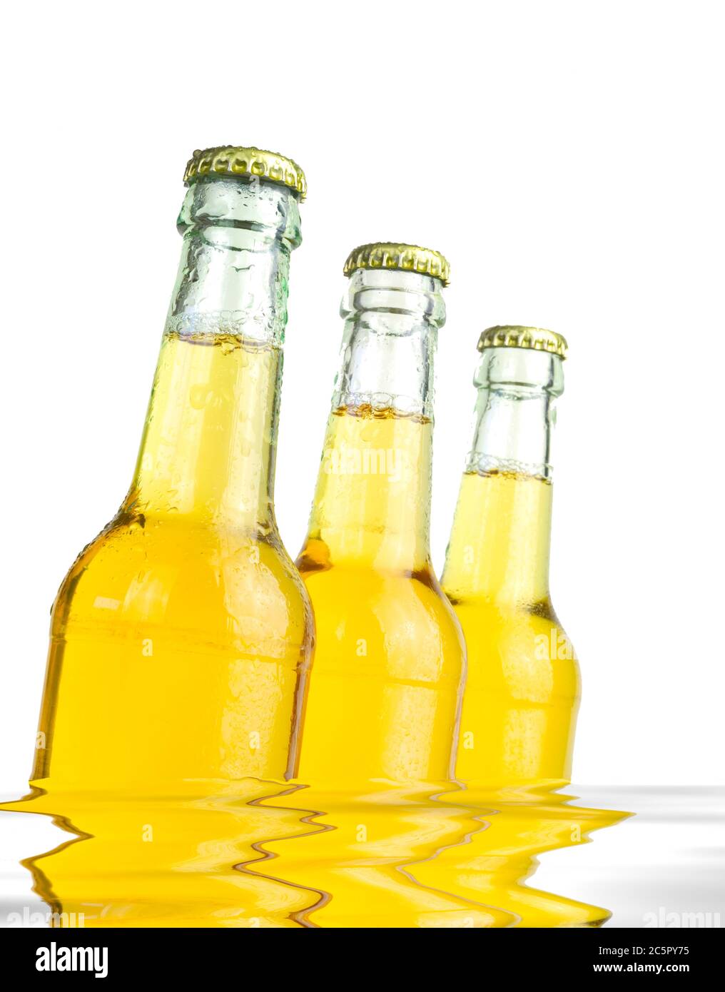 beer bottles with water drops, close up, isolated Stock Photo - Alamy