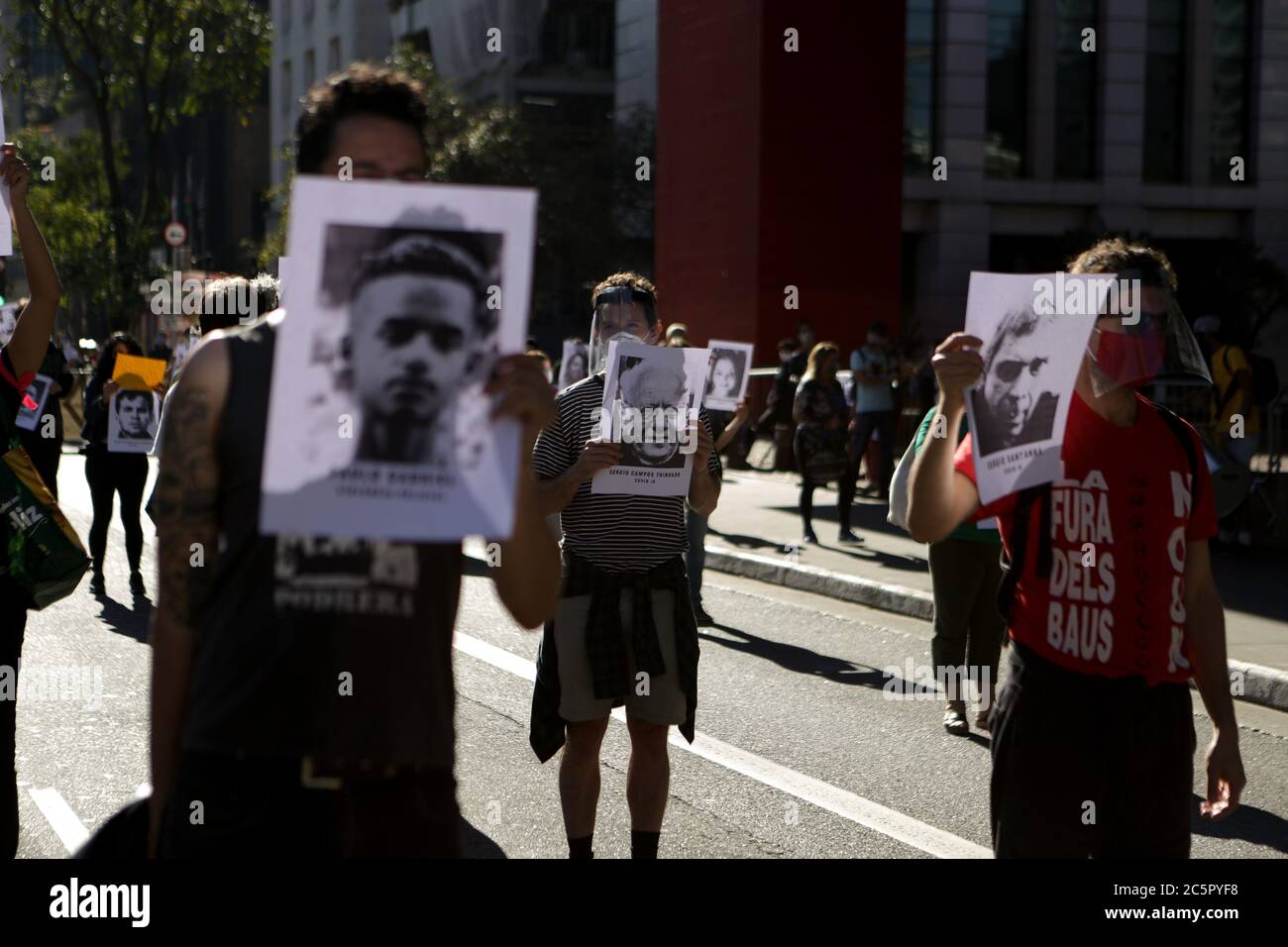 July 4, 2020: hundreds of protesters holding banners and shouting ...