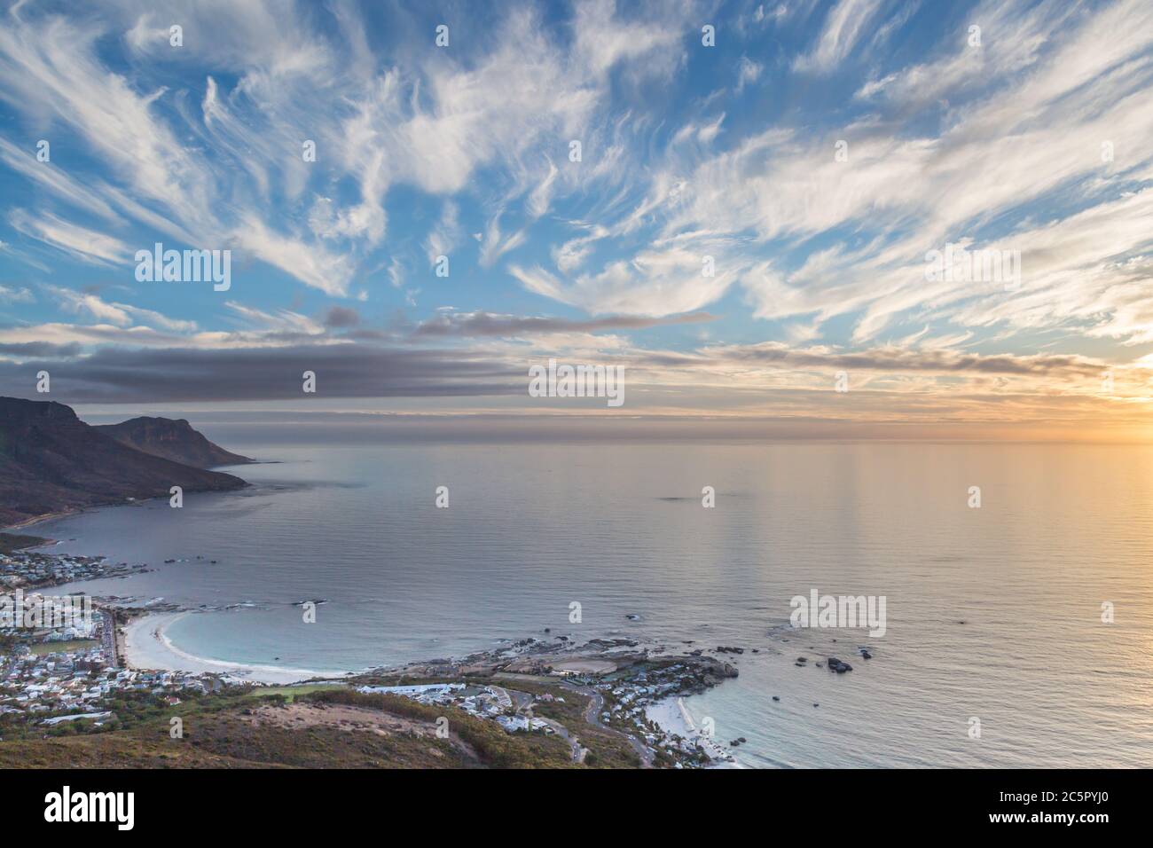 The Cape Peninsula coastline at sunset, viewed from Lion's Head Stock ...
