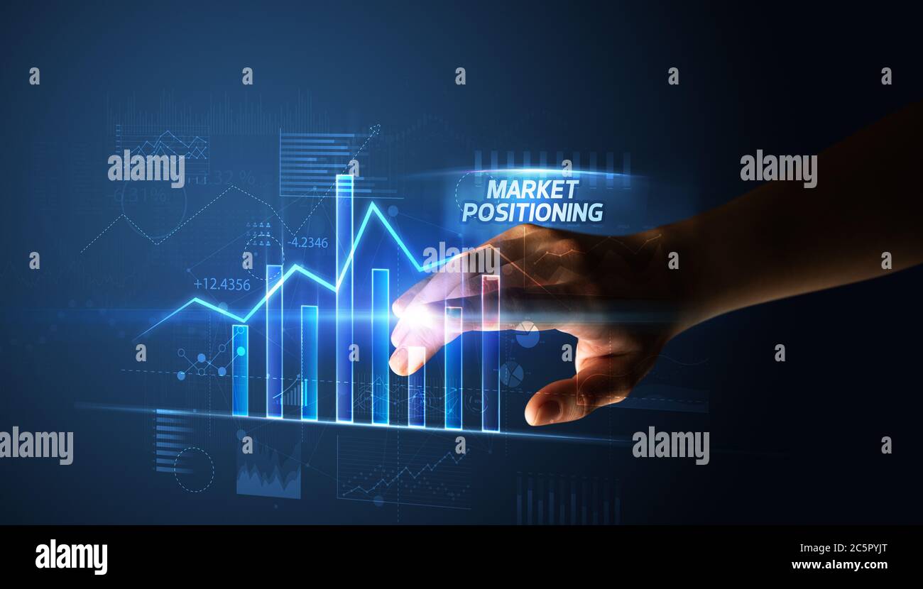 Hand touching MARKET POSITIONING button, business concept Stock Photo ...