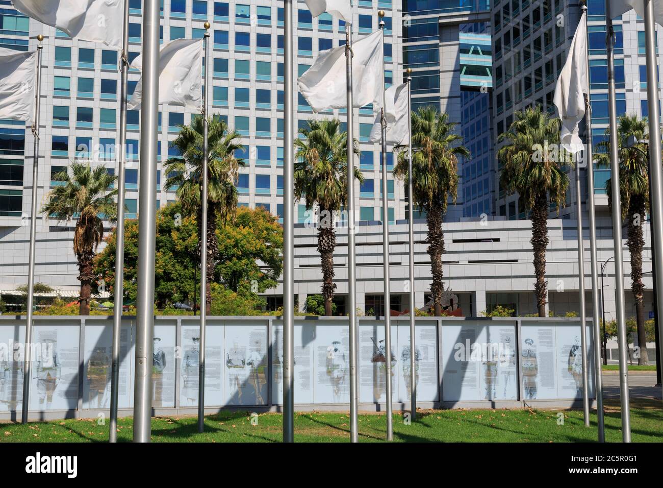 Flags in the Veteran's Memorial & Adobe Corporation,San Jose,California ...