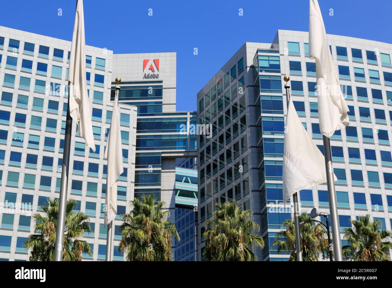 Flags in the Veteran's Memorial & Adobe Corporation,San Jose,California ...