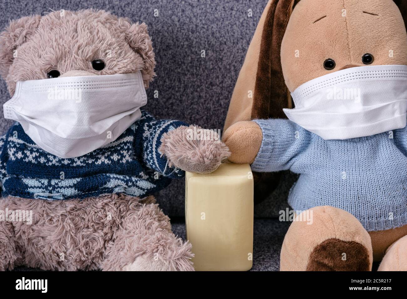 Means of protection against the virus soap and mask. Wash hands with ...