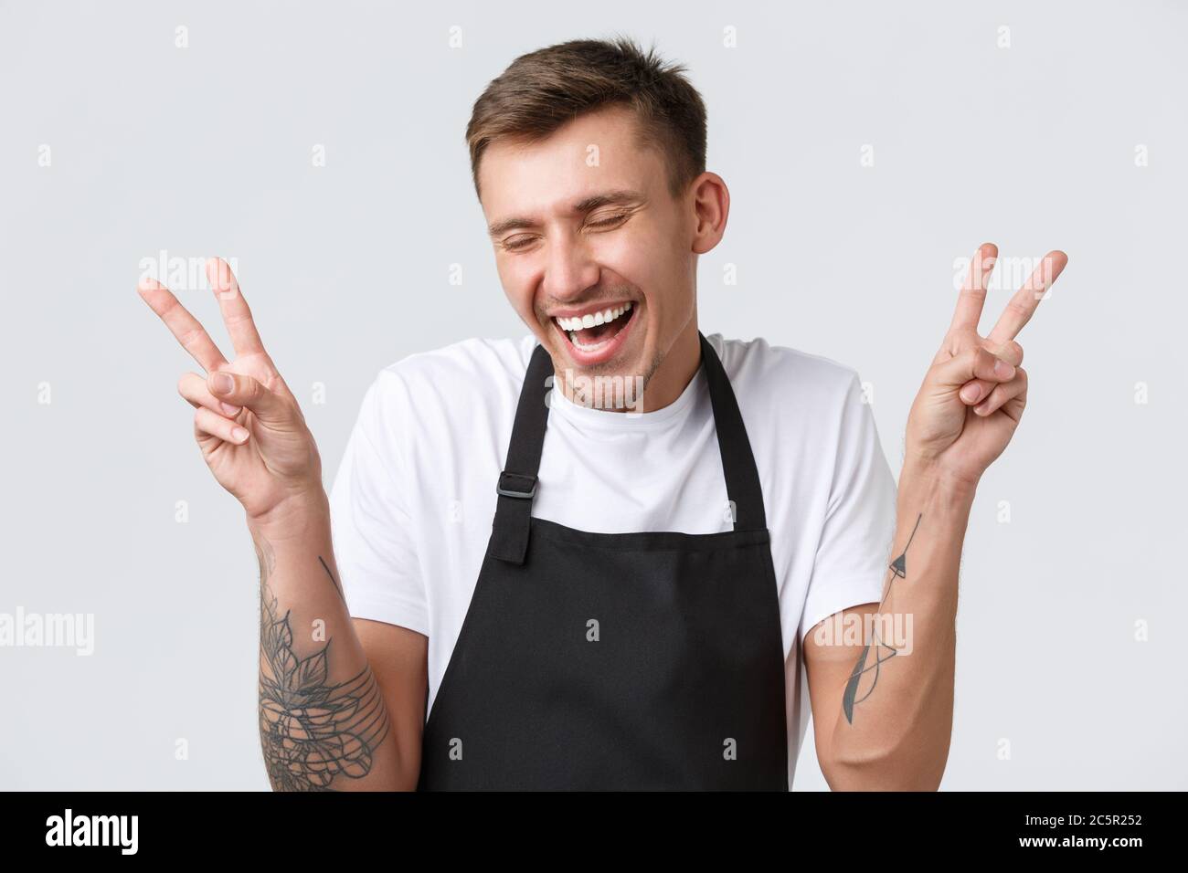 Cafe and restaurants, coffee shop owners and retail concept. Silly ...