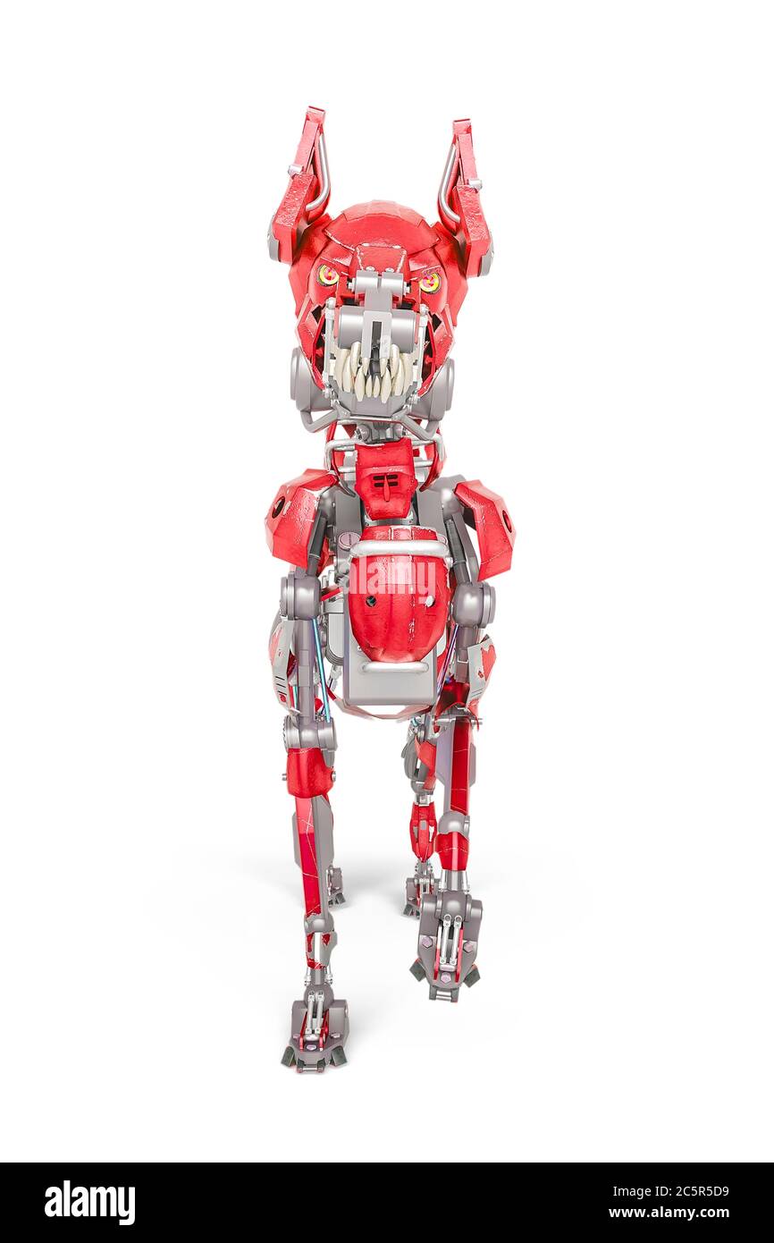 cyber security dog is on alert in white background, 3d illustration ...