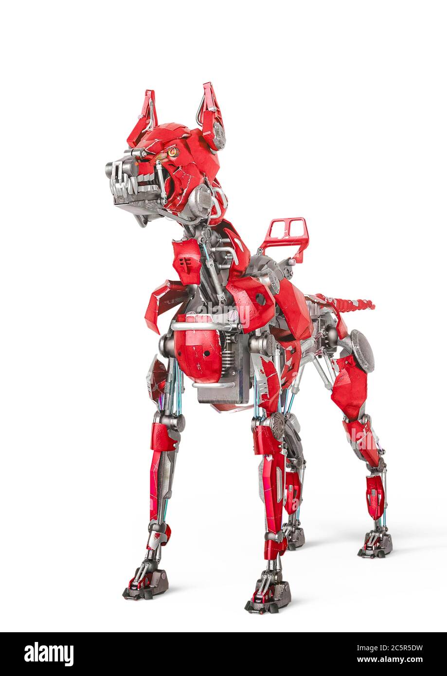 cyber security dog standing up in white background, 3d illustration ...