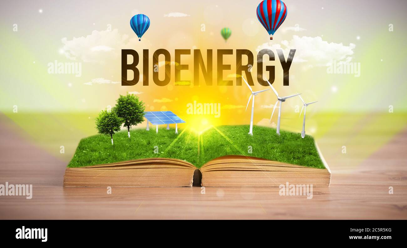 Open book with BIOENERGY inscription, renewable energy concept Stock ...