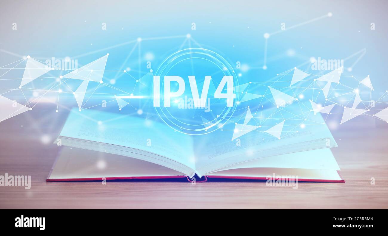 Open book with IPV4 abbreviation, modern technology concept Stock Photo ...