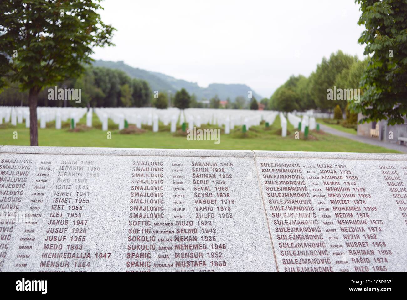 Srebrenica, Potocari, Bosnia-Herzegovina, June 01 2020: Srebrenica-Potocari memorial and ...