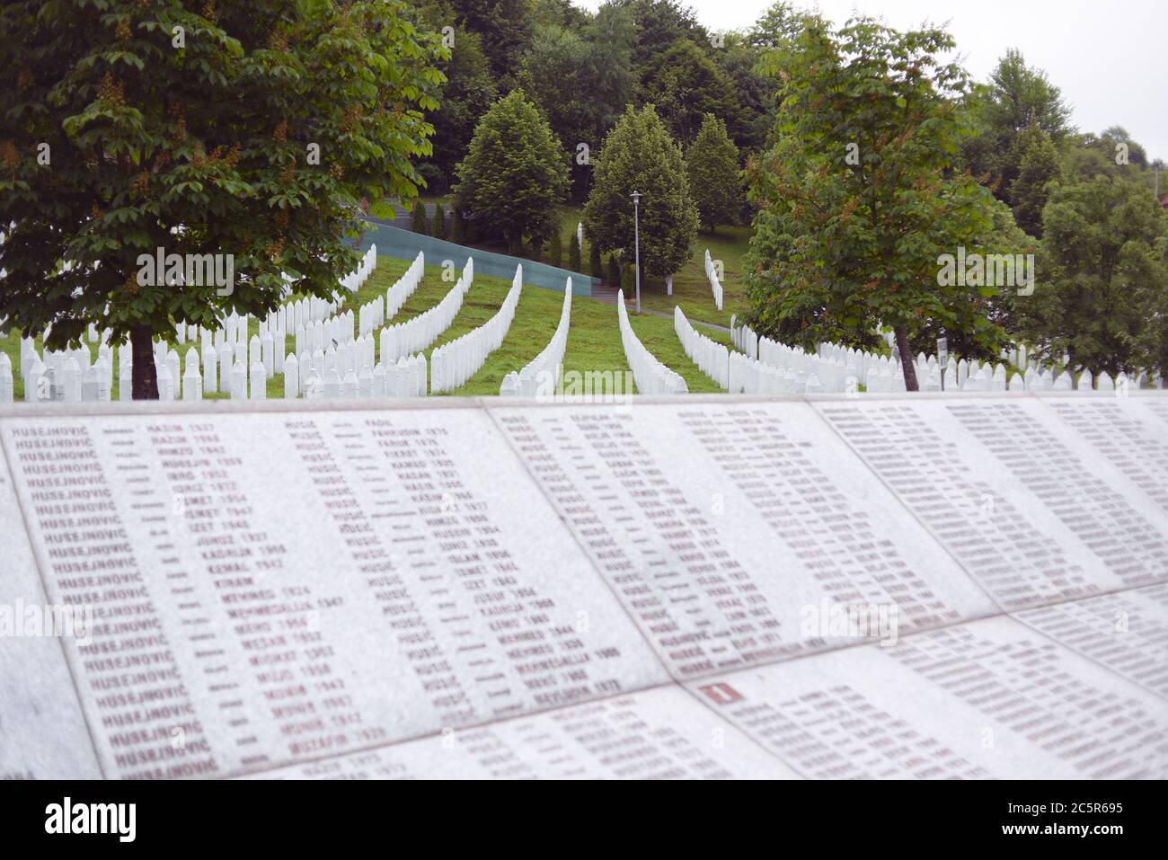 Srebrenica, Potocari, Bosnia-Herzegovina, June 01 2020: Srebrenica-Potocari memorial and ...