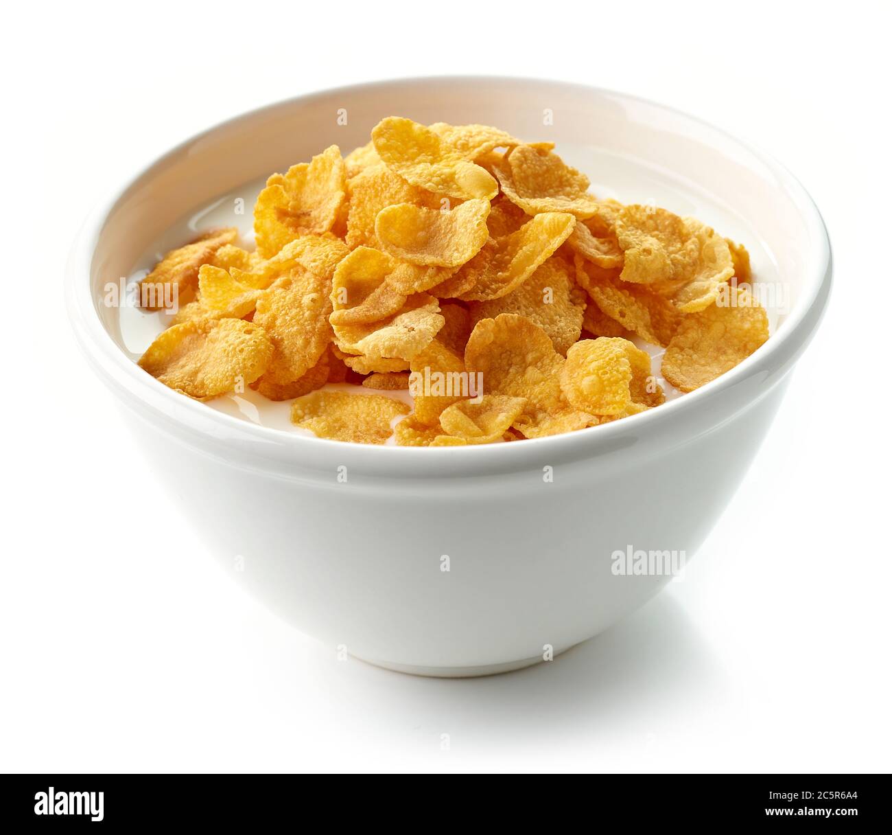 bowl of cornflakes with milk isolated on white background Stock Photo ...