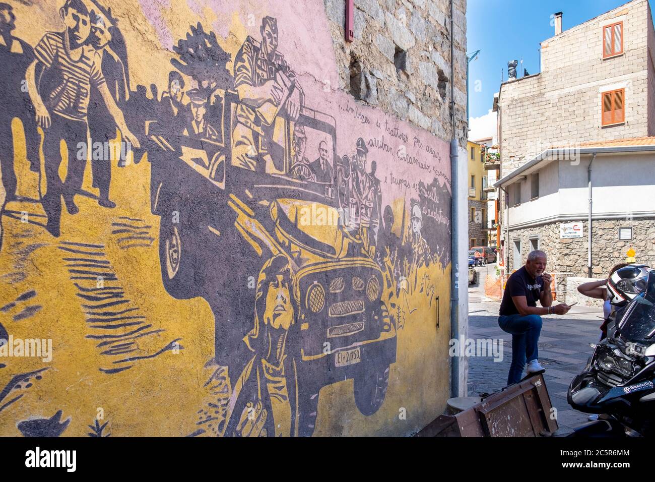 Murals, Orgosolo, Sardinia, Italy. The municipality is famous for its ...