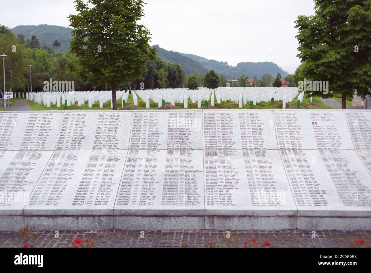Srebrenica, Potocari, Bosnia-Herzegovina, June 01 2020: Srebrenica-Potocari memorial and ...