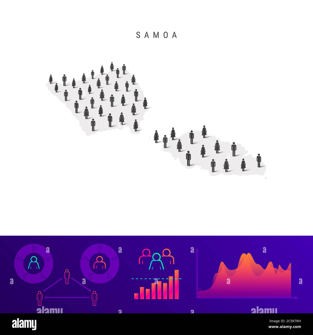Samoa people map. Detailed silhouette. Mixed crowd of men and women ...