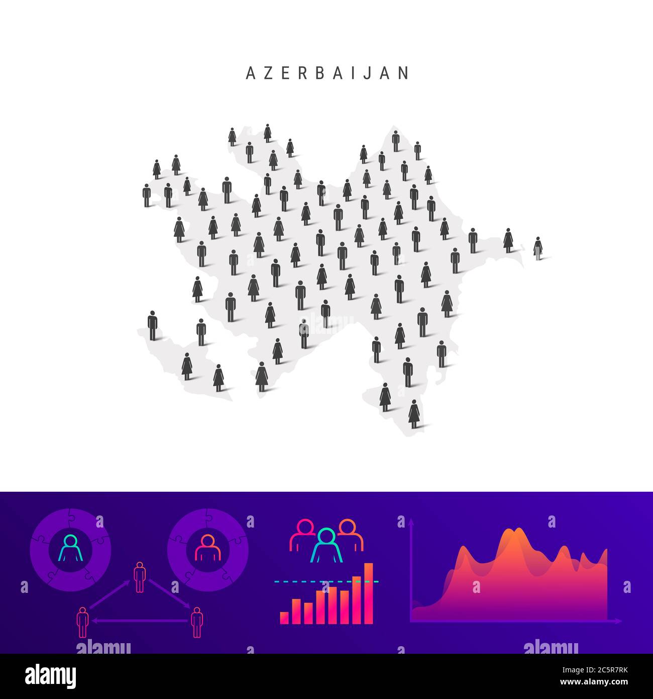 Azerbaijan people map. Detailed silhouette. Mixed crowd of men and ...