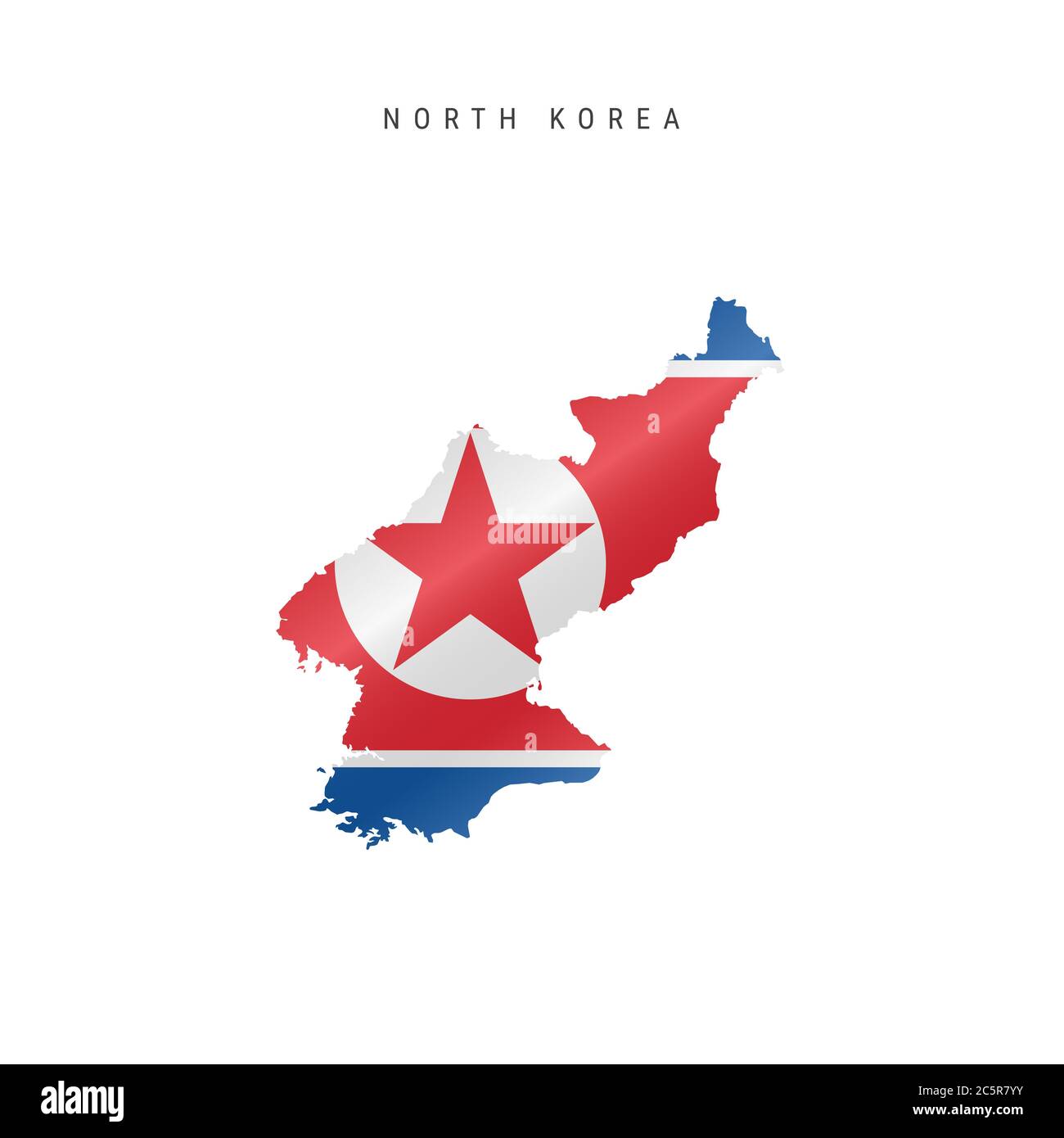 Detailed waving flag map of North Korea. map with masked flag Stock ...