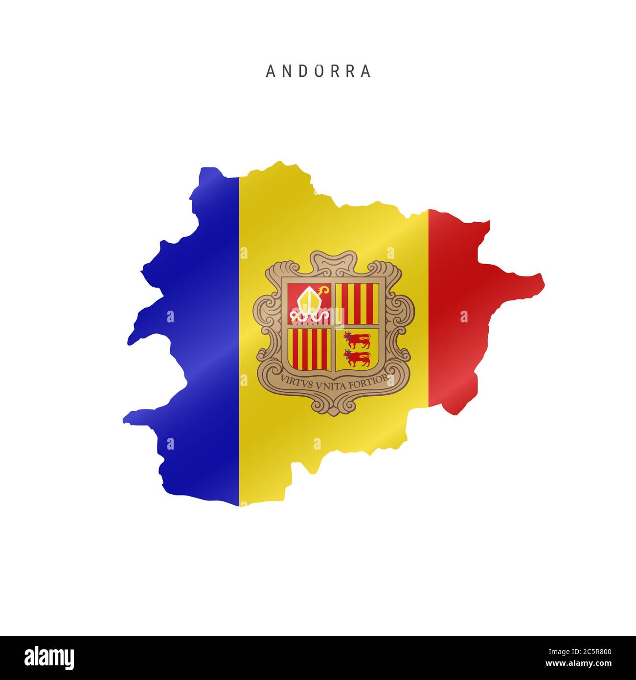 Detailed waving flag map of Andorra. map with masked flag Stock Photo ...