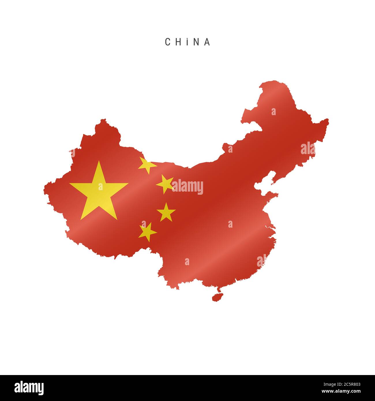 Detailed waving flag map of China. map with masked flag Stock Photo - Alamy