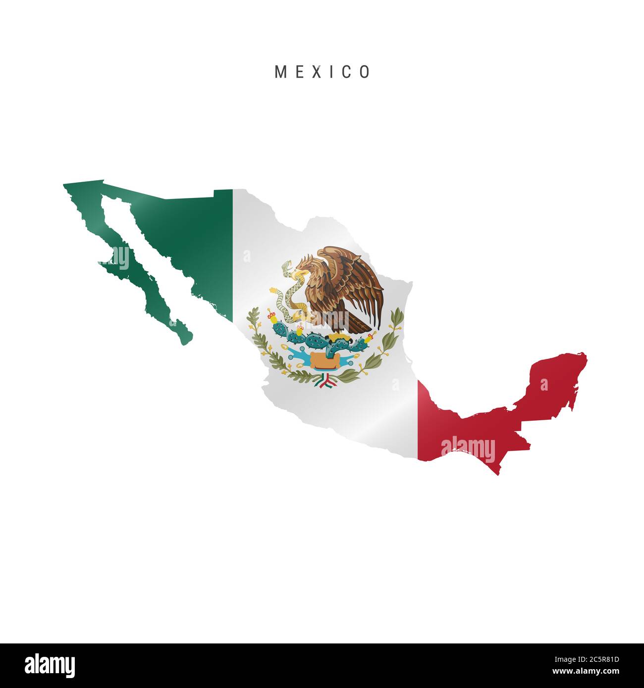 Detailed waving flag map of Mexico. map with masked flag Stock Photo ...