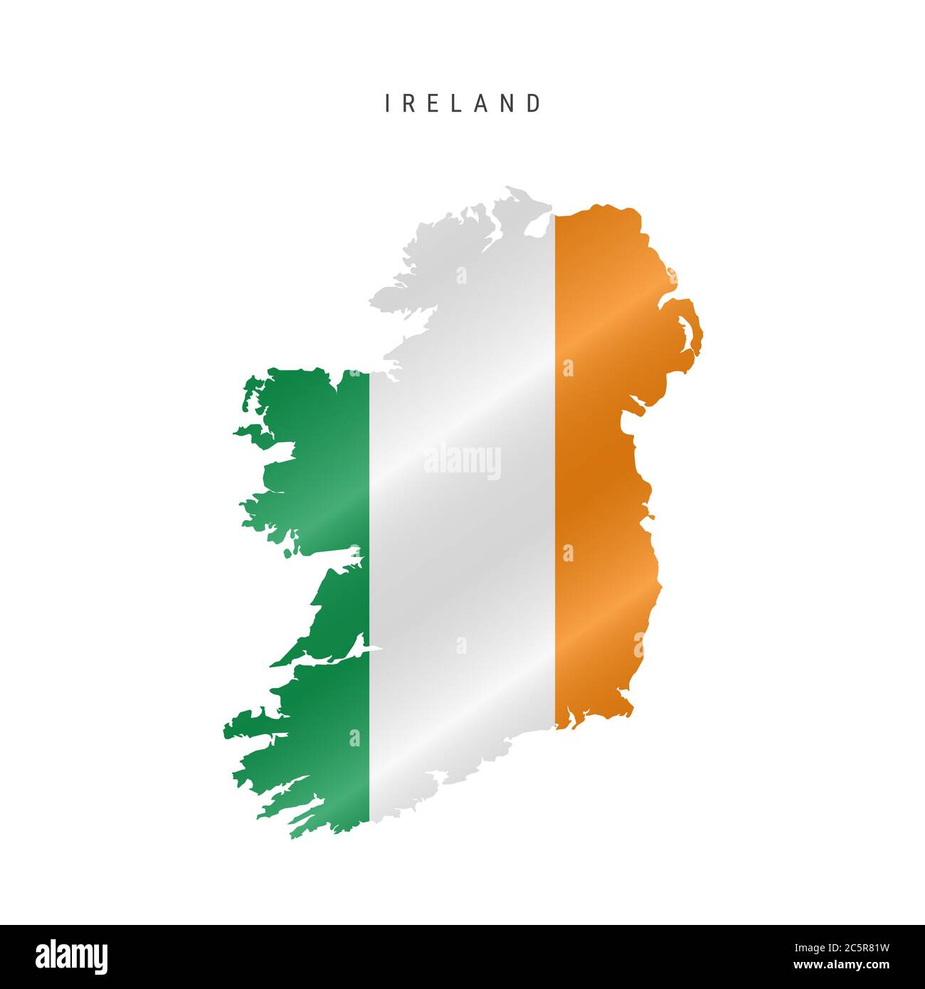 Detailed waving flag map of Ireland. map with masked flag Stock Photo ...