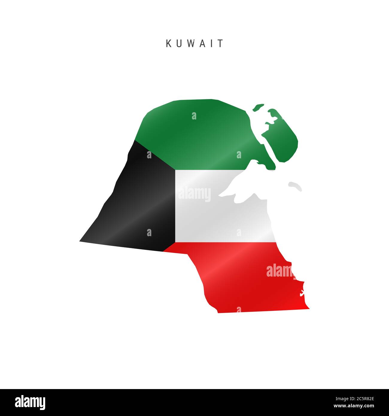 Detailed waving flag map of Kuwait. map with masked flag Stock Photo ...