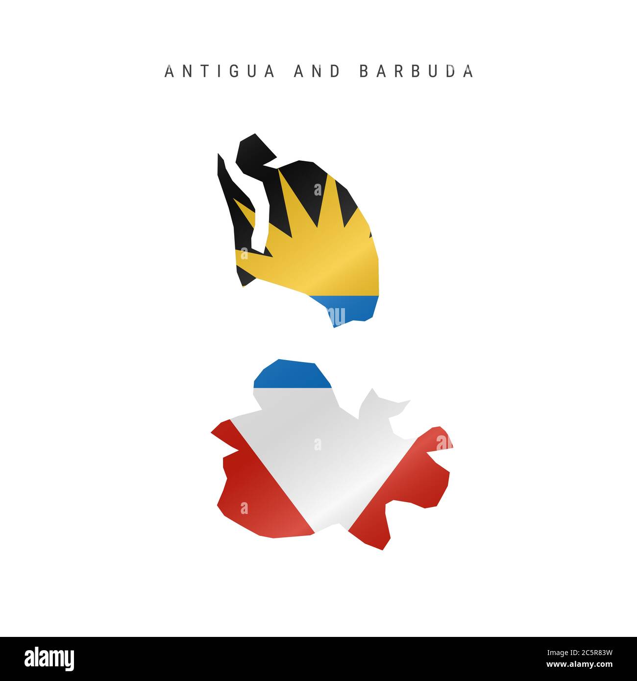 Detailed waving flag map of Antigua and Barbuda. map with masked flag ...