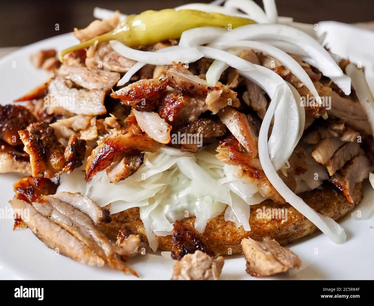 Macro of delicious greek gyros pita Stock Photo - Alamy