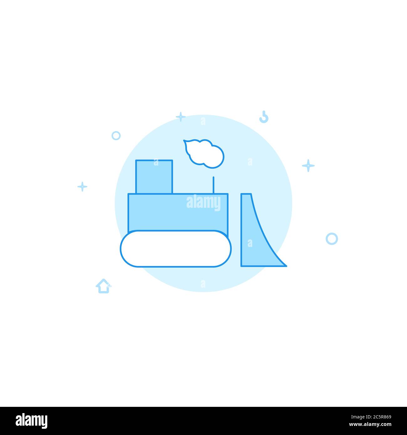 Bulldozer, road scraper icon. Flat illustration. Filled line style ...
