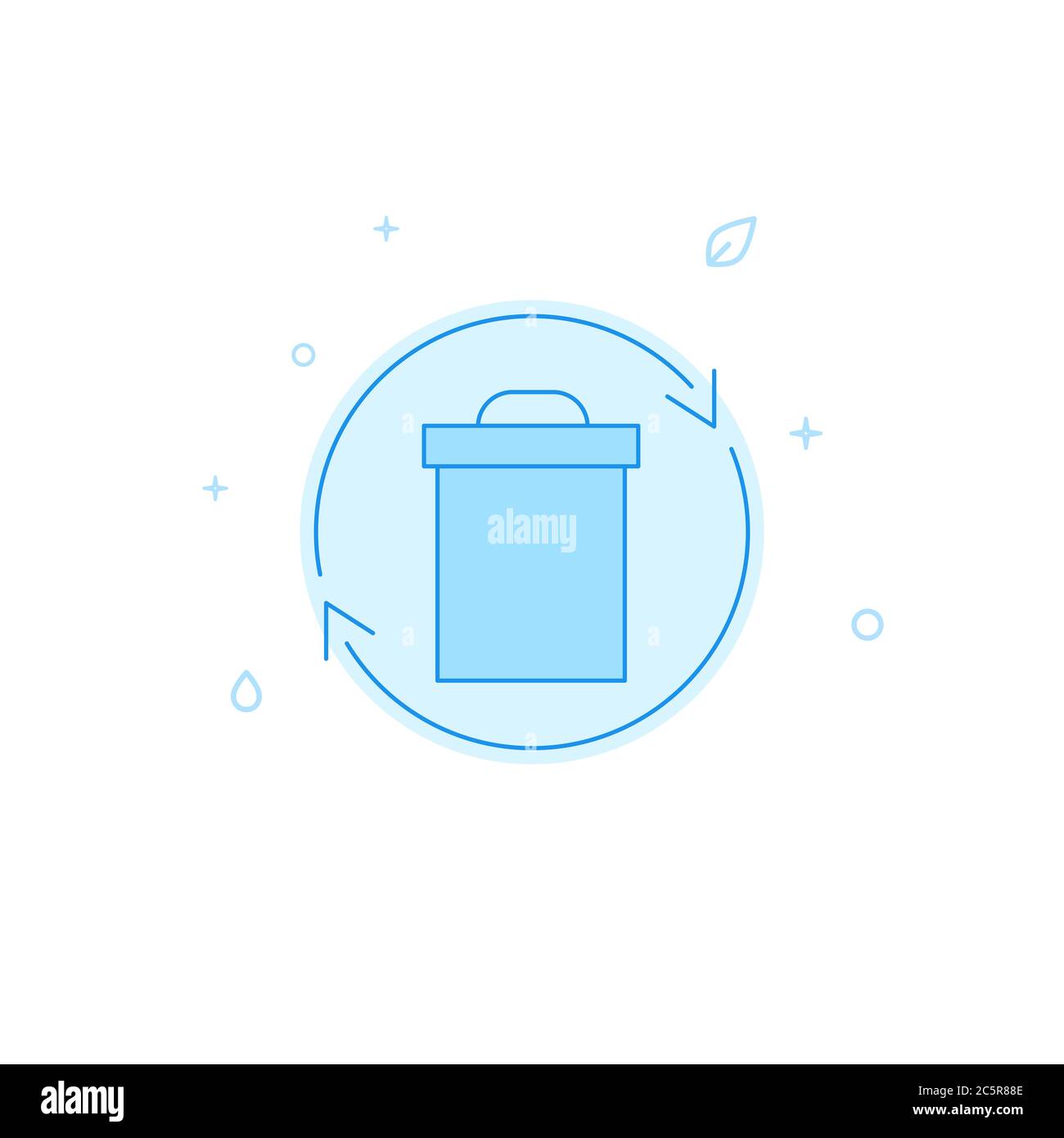 Recycling waste bin icon. Flat illustration. Filled line style. Blue ...