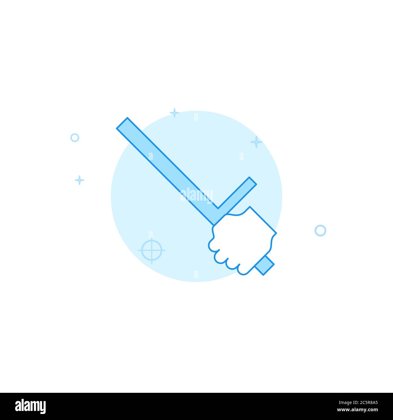 Side handle baton icon. Flat illustration. Filled line style. Blue ...