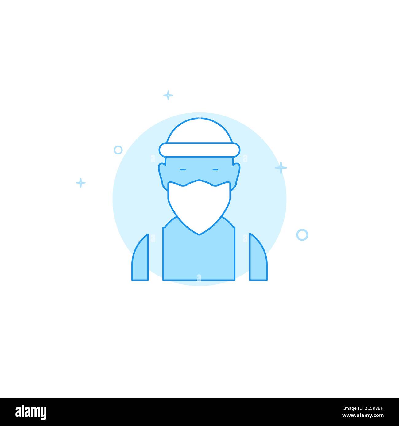 Masked criminal face icon. Flat illustration. Filled line style. Blue ...