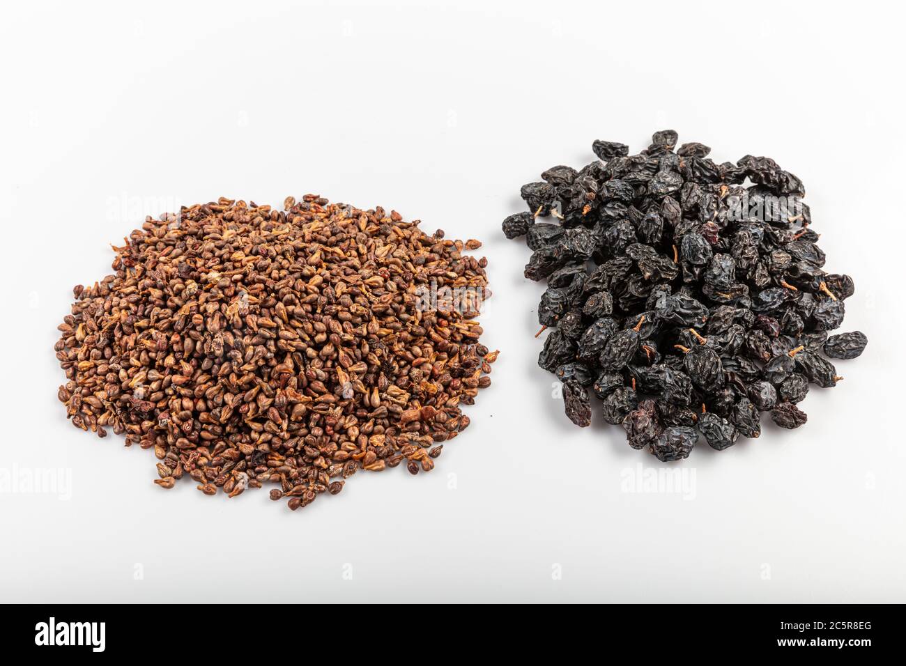Grape plant seeds. Raisins and grape seeds. Close-up raw grape seeds ...
