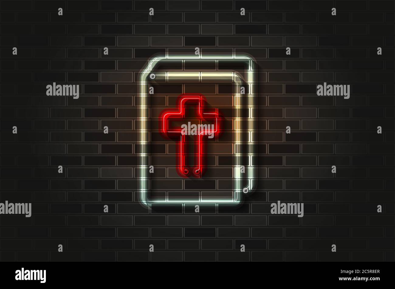 Holy bible glowing neon sign or glass tube. Realistic illustration ...