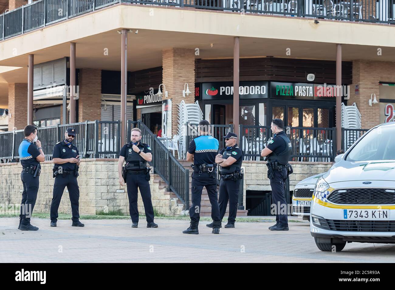 Huelva, Spain - July 4, 2020: Spanish police with "Local Police" logo ...