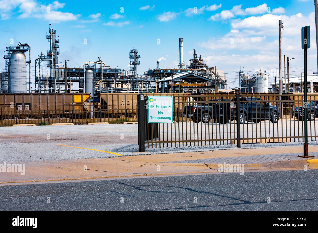 British petroleum (BP) oil refinery property Stock Photo - Alamy