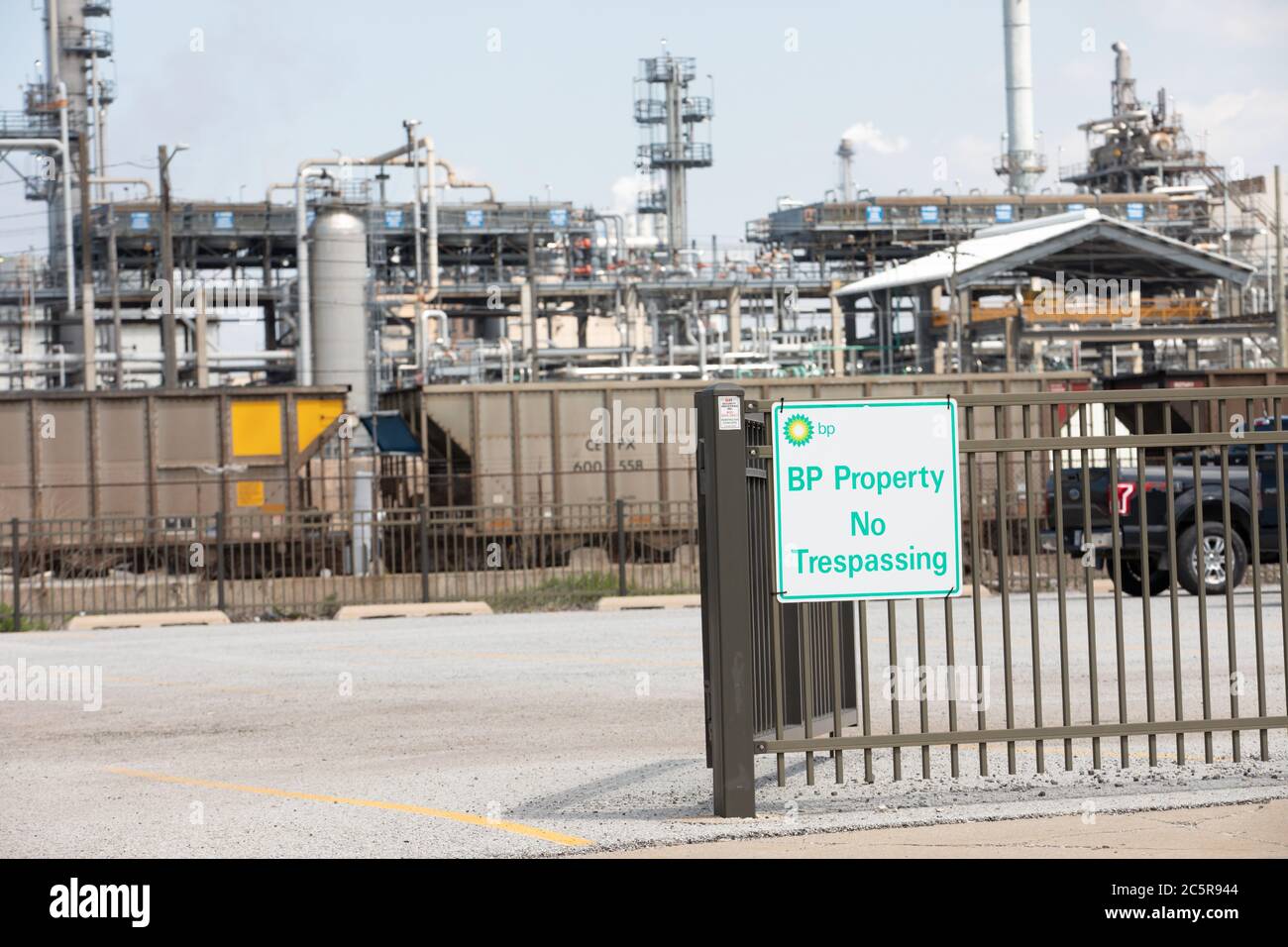 British petroleum (BP) oil refinery property Stock Photo - Alamy